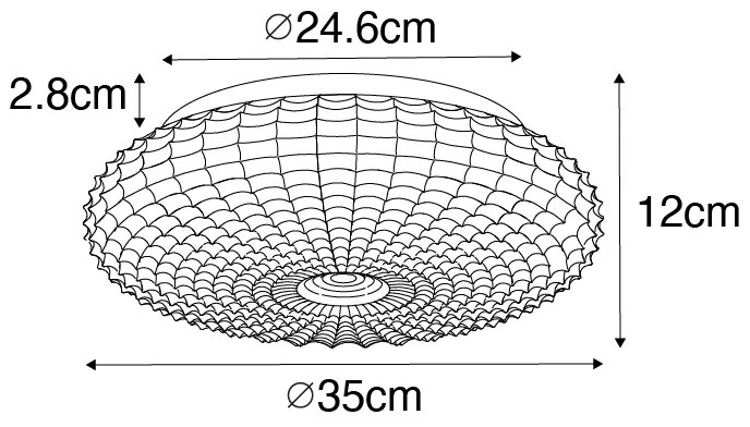 Klasické stropní svítidlo černé s opálovým sklem 35 cm IP44 - Nohmi