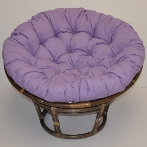 Ratanový papasan tmavý, průměr 115 cm - polstr fialový melír