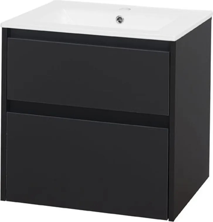 Mereo Mereo, Opto, koupelnová skříňka s keramickým umyvadlem 61 cm, bílá, dub, bílá/dub, černá, CN940