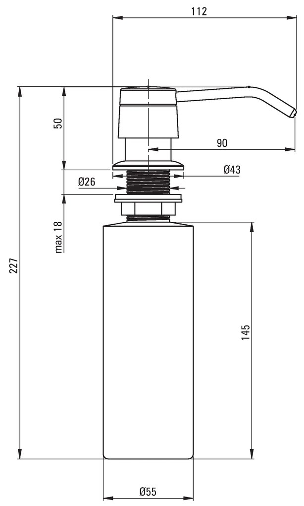Deante Classic, dávkovač saponátu pro kuchyňské dřezy 300ml, chromová, ZZZ_000D