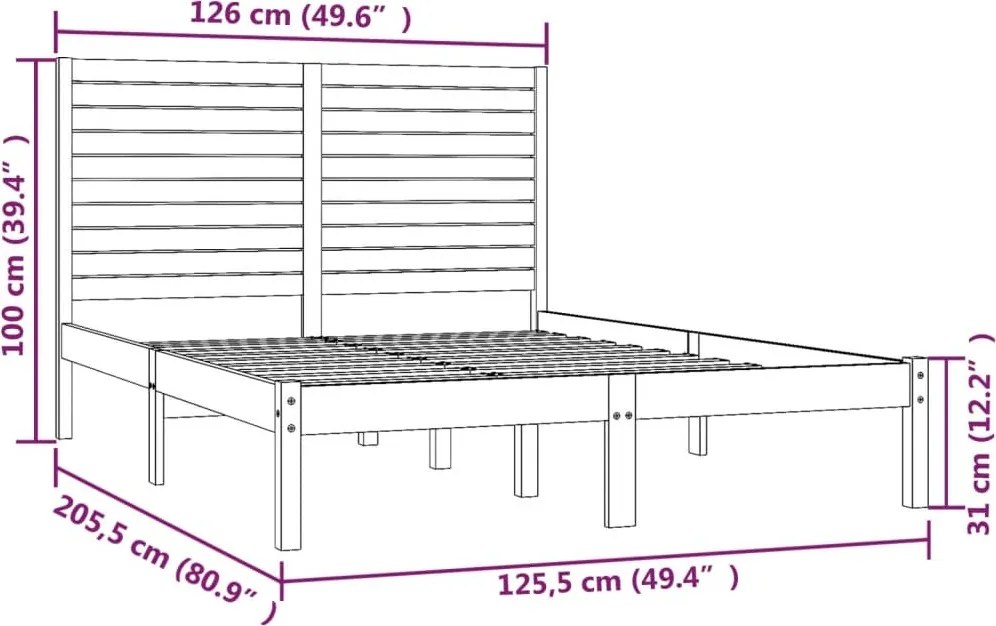 vidaXL Rám postele masivní dřevo 120 x 200 cm [3104607] Barva: Šedá