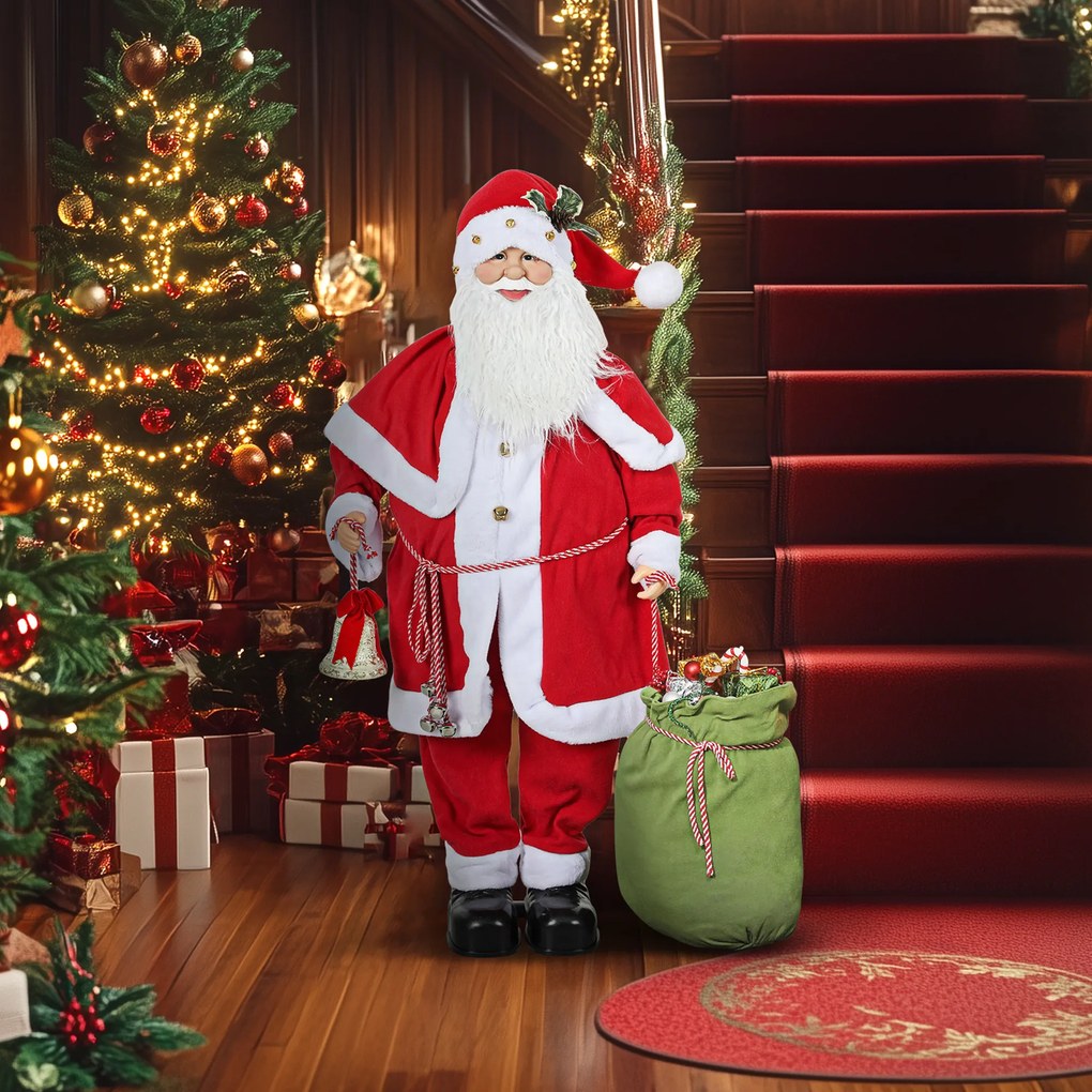 HOMCOM Postava Santa Clause, pohyblivá, se senzorickým zvukem, smích & hudba, 140 cm, červená