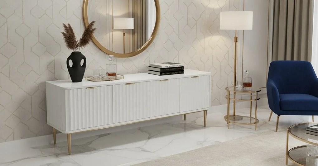 TV stolek Stilig ST709 200 cm bílý/zlatý