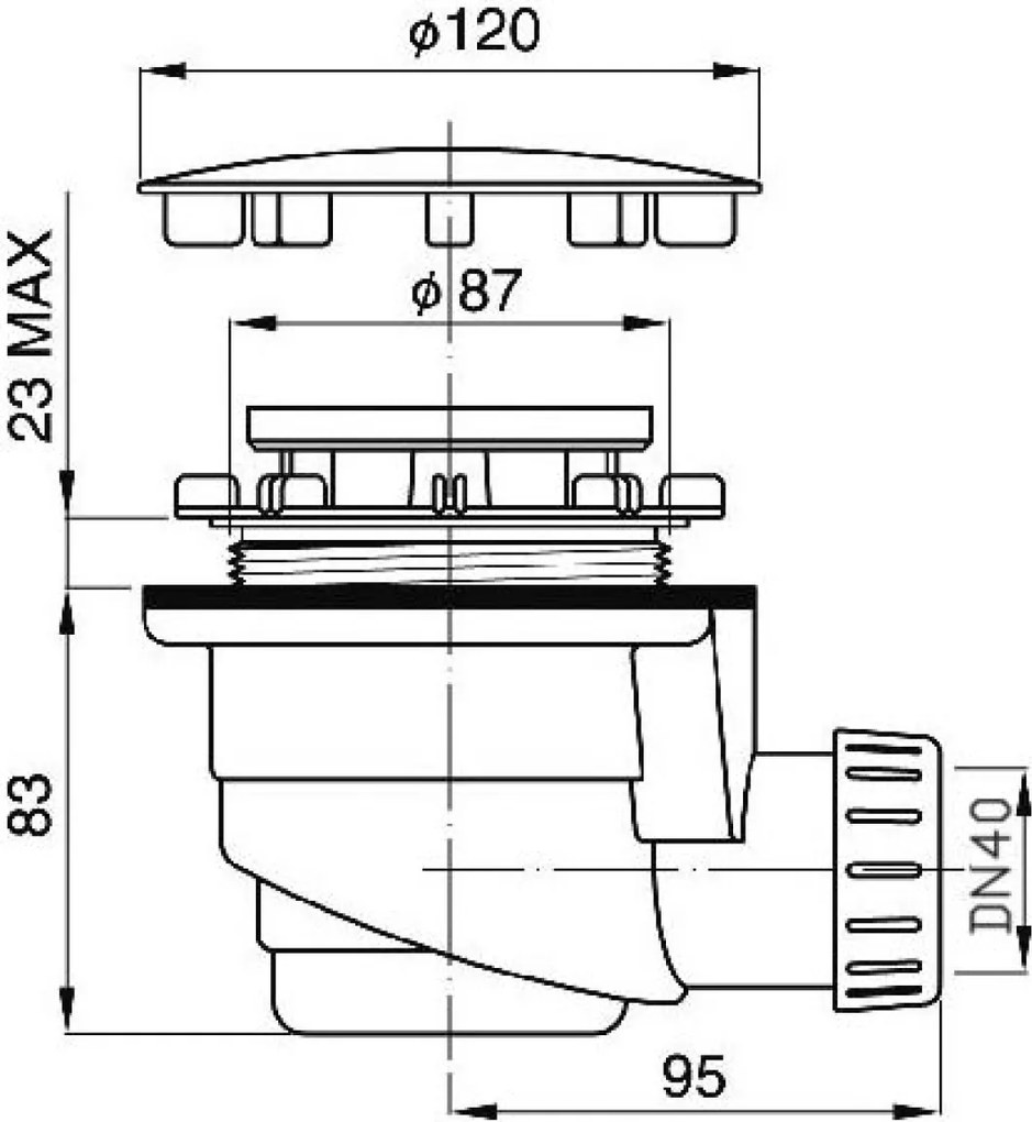 Gelco GELCO vaničkový sifon průměr otvoru 90 mm DN40 krytka nerez lesk PB90