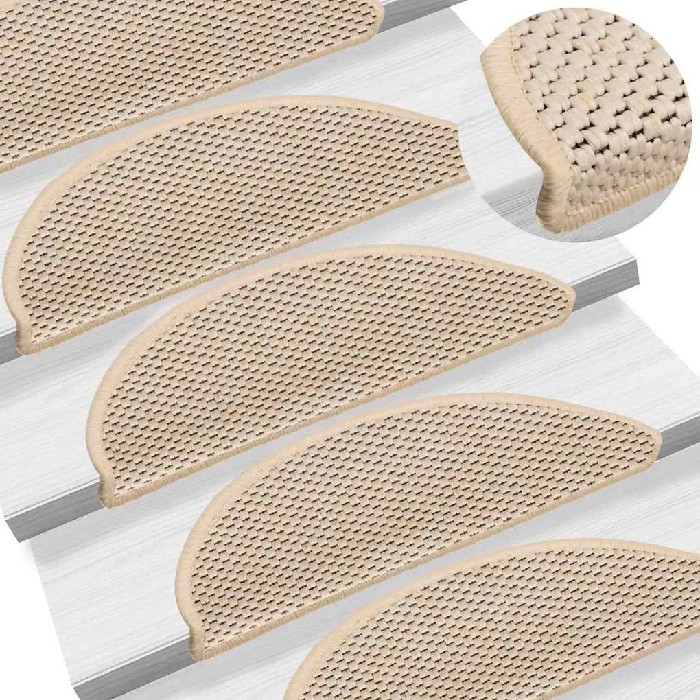 Samolepicí nášlapy na schody sisal 15 ks 56 x 17 x 3 cm berber 326869