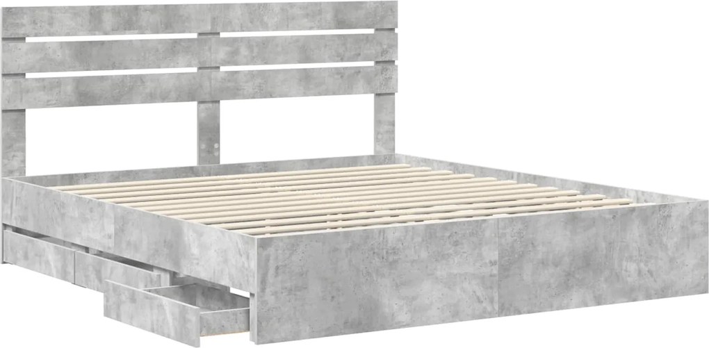 Rám postele s čelo Betonově šedá 180 x 200 cm Inženýrské dřevo 3411486