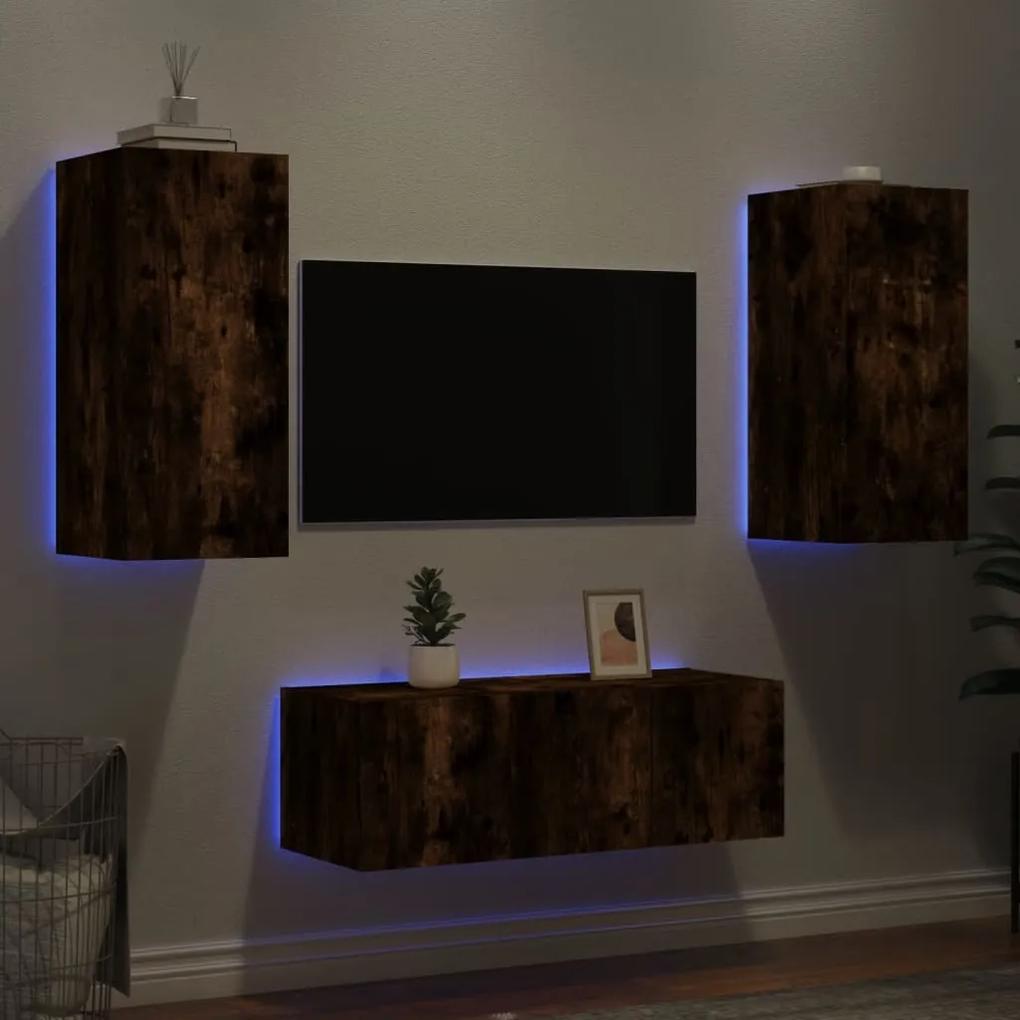 vidaXL 4dílná obývací stěna s LED osvětlením kompozitní dřevo [3216808] Barva: dub sonoma