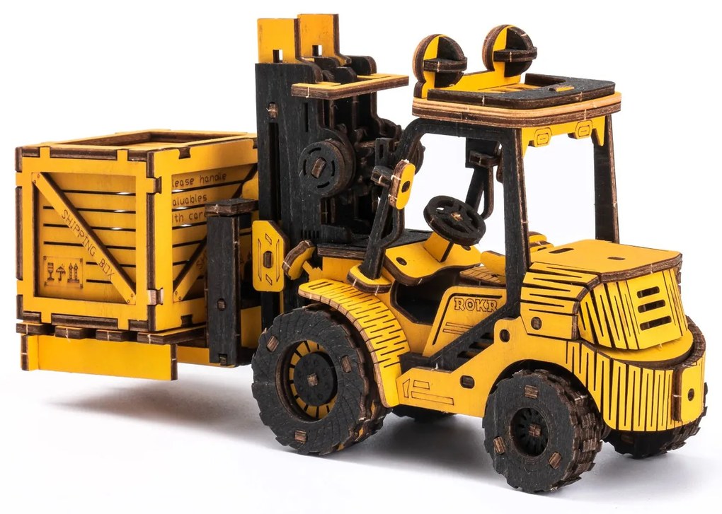 RoboTime 3D dřevěná mechanická skládačka Vysokozdvižný vozík