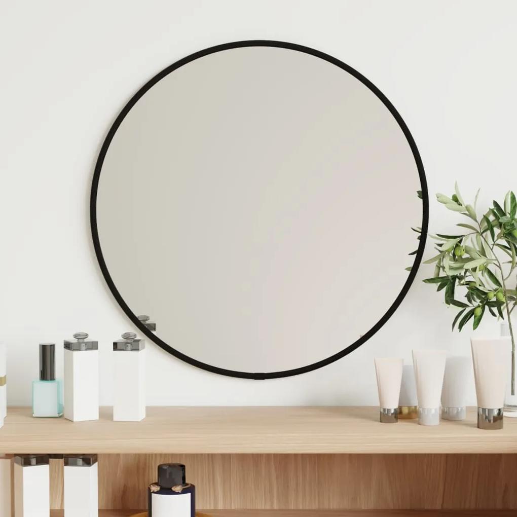 Nástěnné zrcadlo černé Ø 40 cm kulaté - Default Title