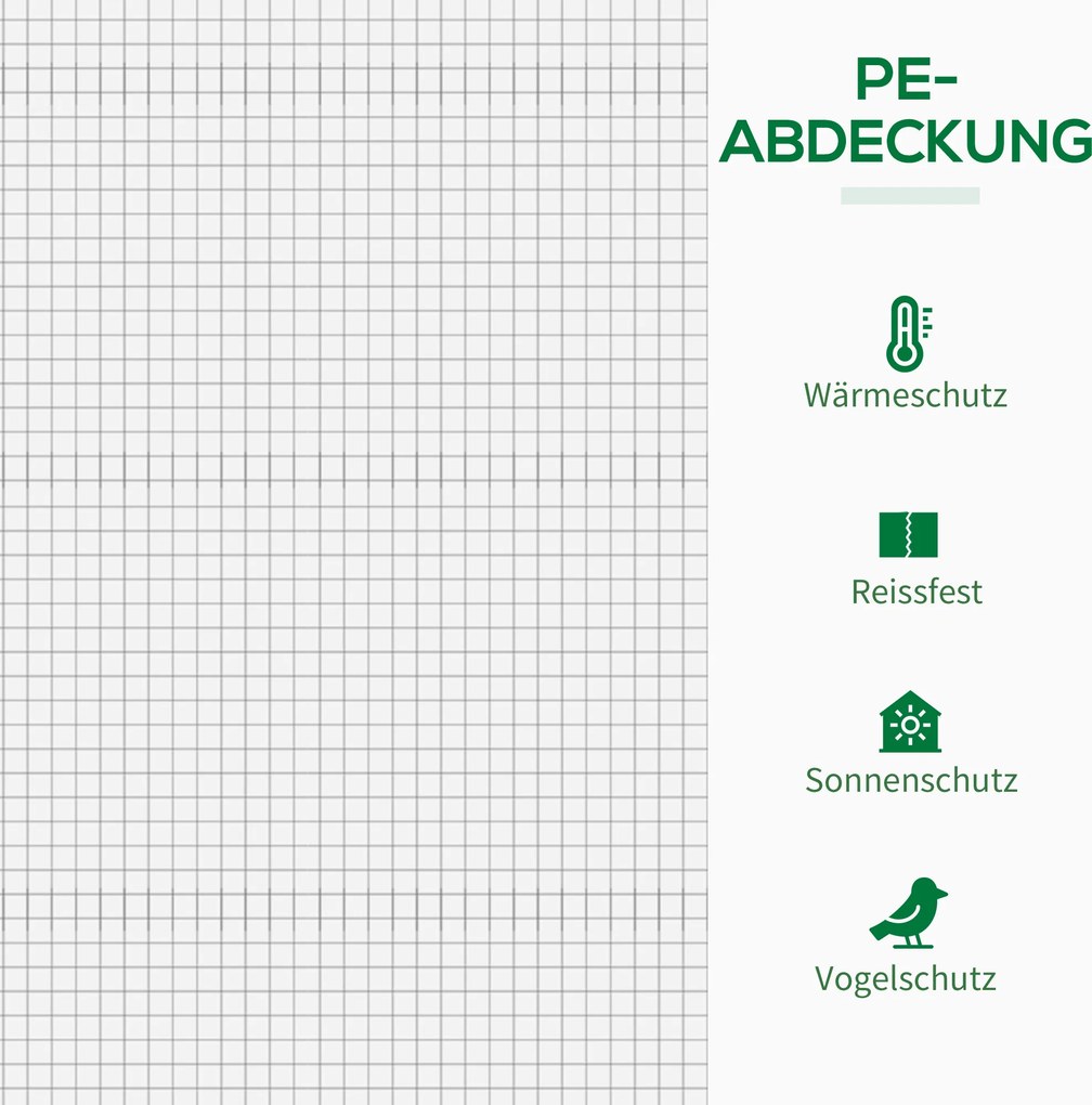 Fóliový skleník Outsunny 200x68x196cm s rolovacími dveřmi a bočním oknem, odolný proti větru, ocel a PE, ideální pro zahradní rostliny