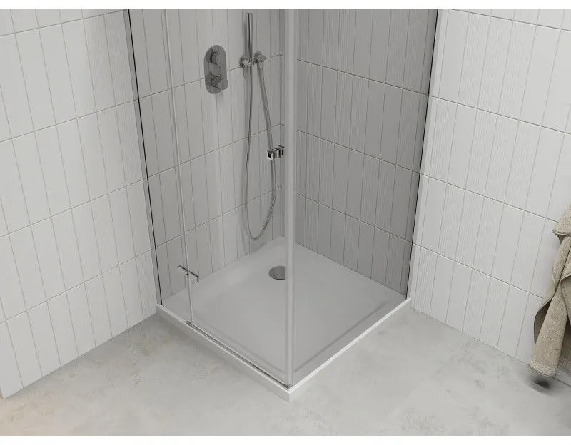 Mexen Roma sprchový kout 80 x 80 cm, 6mm sklo, chromový profil-čiré sklo + slim sprchová vanička 5cm, 854-080-080-01-00-4010