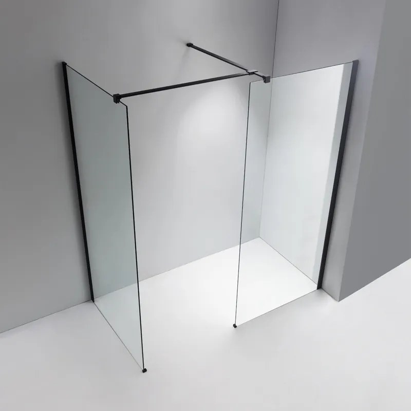 BPS-koupelny 2-dílná sprchová zástěna Walk-in HYD-SH07-D-BL 90x80, černá mat/transparent - bez vaničky