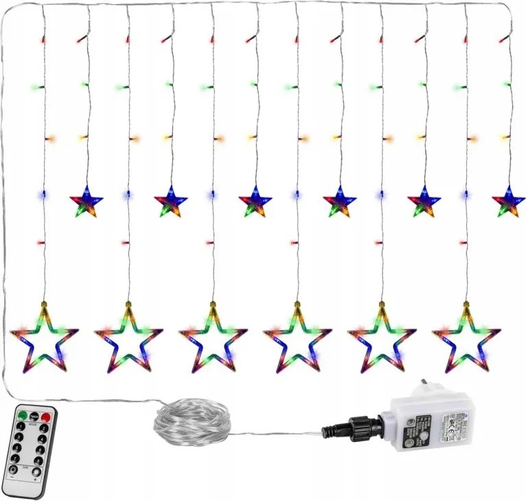 Voltronic Vánoční závěs, svítící hvězdy, 150 Led, barevný