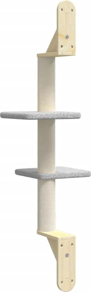 Nástěnné škrabadlo pro kočky se sloupkem světle šedé 108 cm 172411