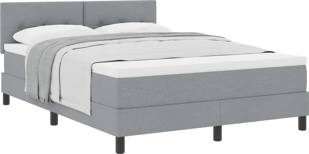 Postel s boxspringem s čelo Světle šedá 160 x 200 cm textil 3338699