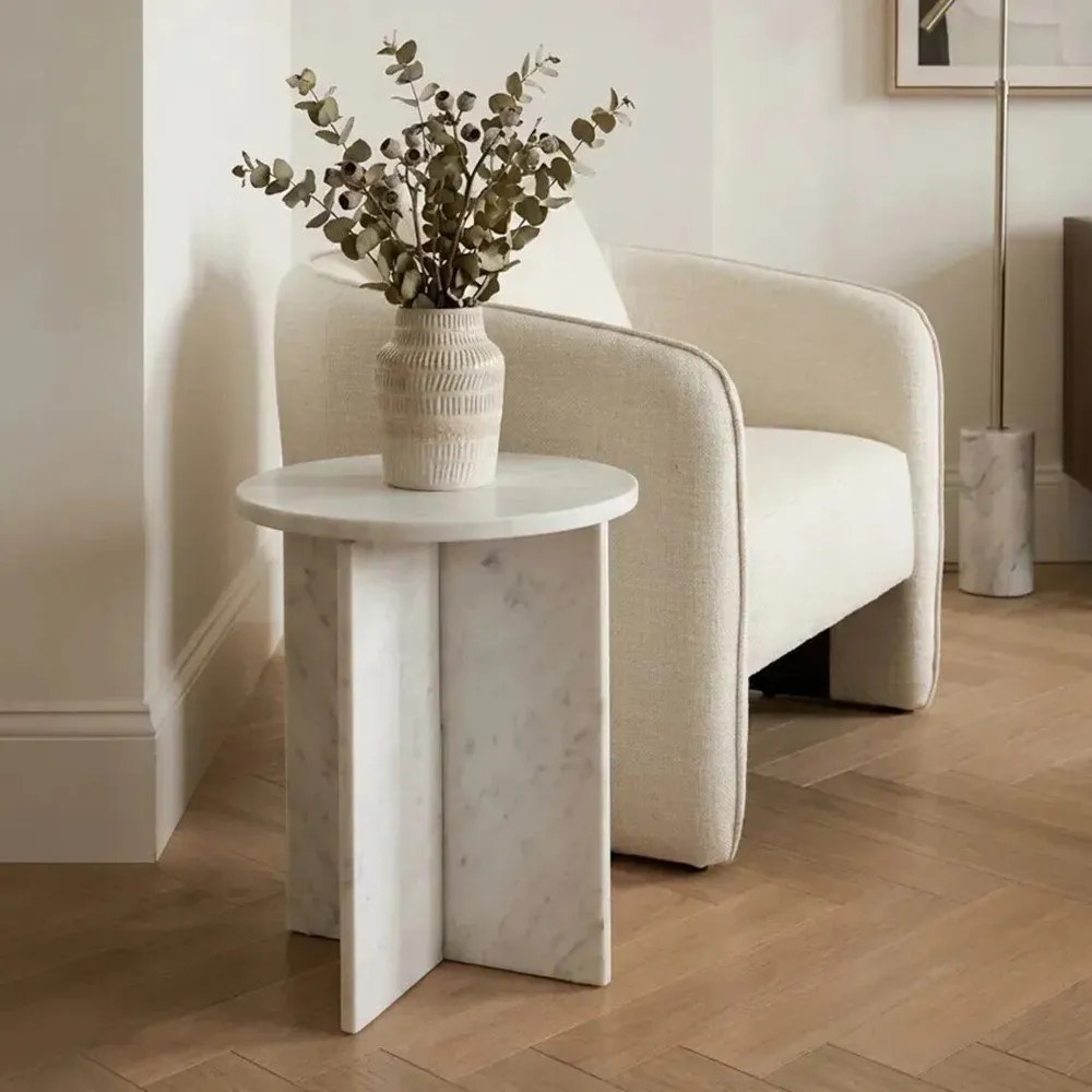 Mramorový kulatý odkládací stolek ø 40 cm Savio – Premier Housewares