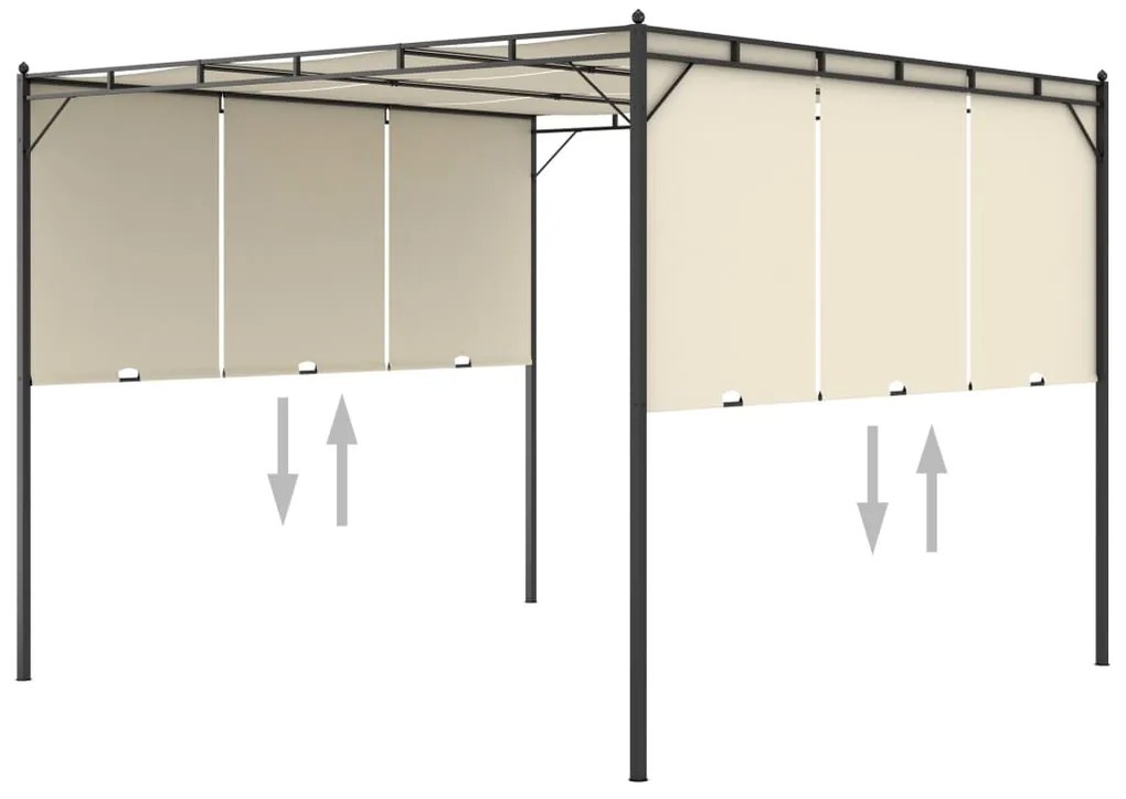 vidaXL Marketos Zahradní altán s bočním závěsem 3 x 3 x 2,25 m krémový