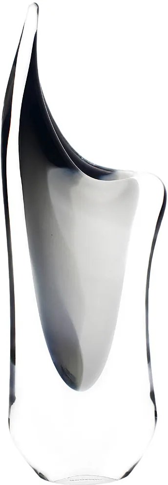 Artcristal Bohemia Skleněná váza 04, 24 cm, MOON - opálově bílá a kouřově černá