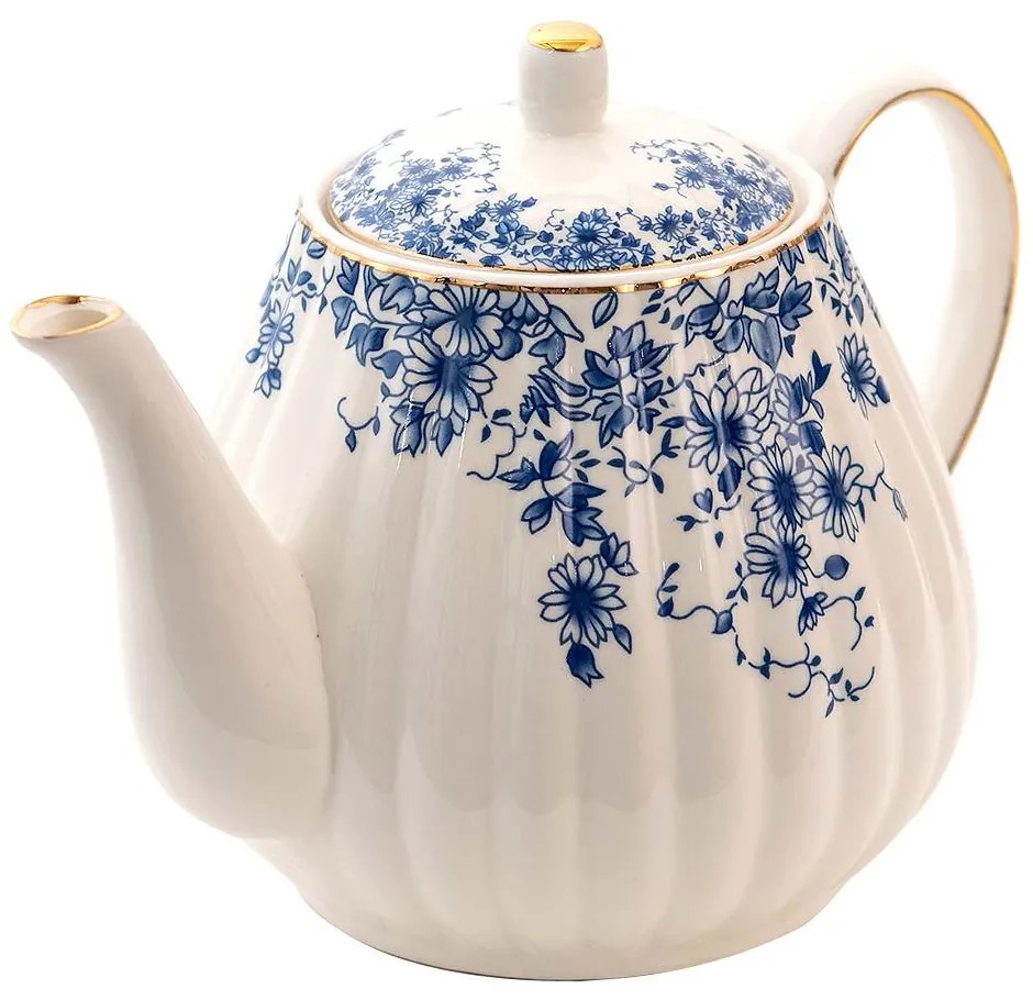 Clayre & Eef - porcelánová konvička na čaj BLUE FLOWERS 1100 ml