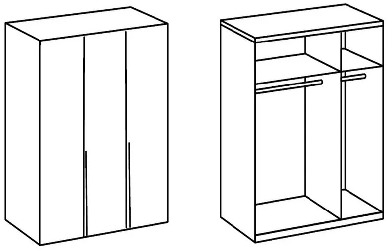 Šatní skříň New York D, 135 cm, bílá/bílý lesk