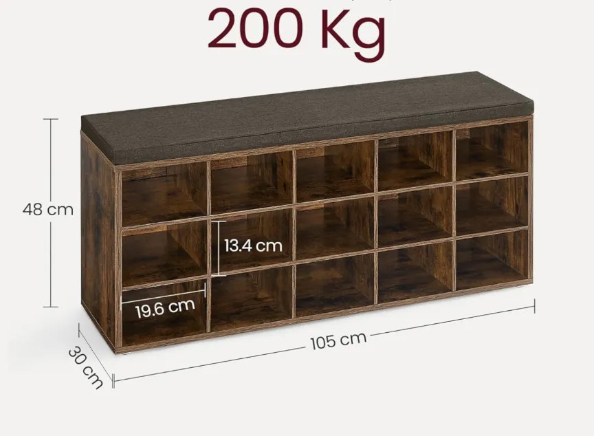 Botník Vasagle Endersen 105 cm hnědý/černý