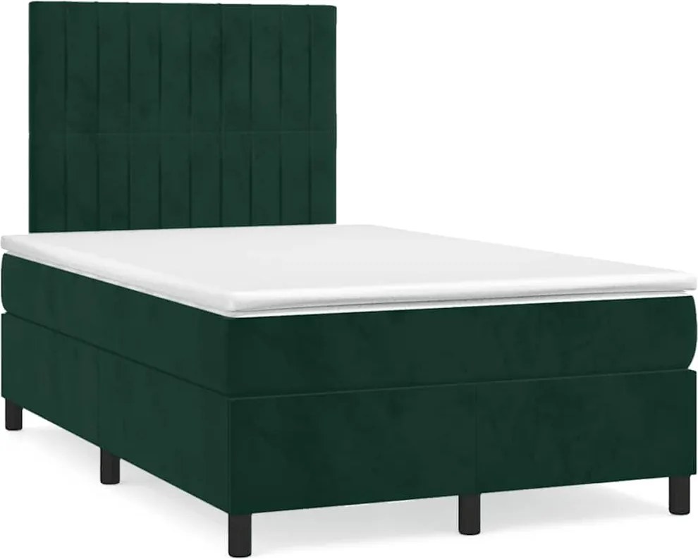 Box spring postel s matrací tmavě zelená 120 x 200 cm samet 3143136