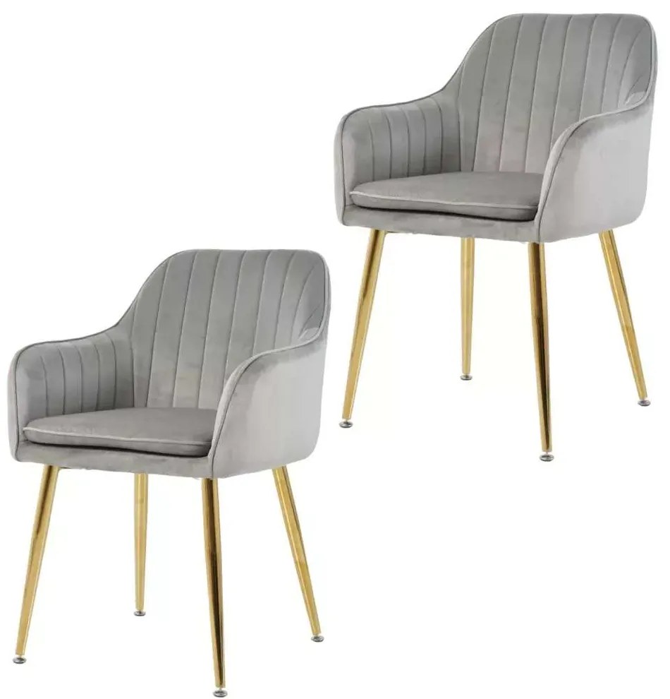 LuxuryForm DESIGN Jídelní židle AUSTIN VELUR - SET - světle šedá