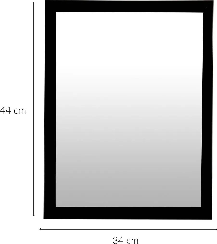 Obdélníkové koupelnové zrcadlo Basic, 34 x 44 cm, černá, hliník