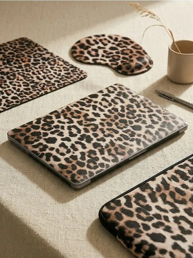 Sinsay - Samolepka na notebook s leopardím vzorem - hnědá