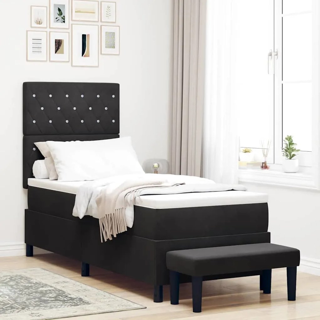 Postel s boxspringem s čelo Černá 200 x 80 cm samet 3344410