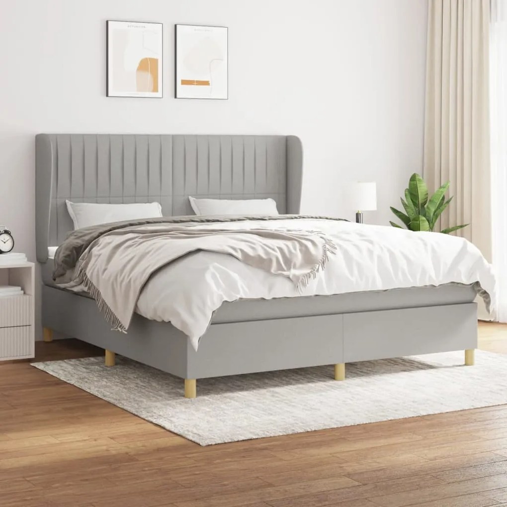 Box spring postel s matrací světle šedá 180 x 200 cm textil 3128701