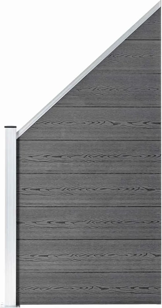 Plotová sada WPC 2 čtvercové + 1 šikmý díl 446 x 186 cm šedá 3053234