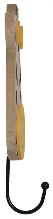 Nástěnný kovový háček s dřevěnou hlavou žirafy – 11x4x21 cm