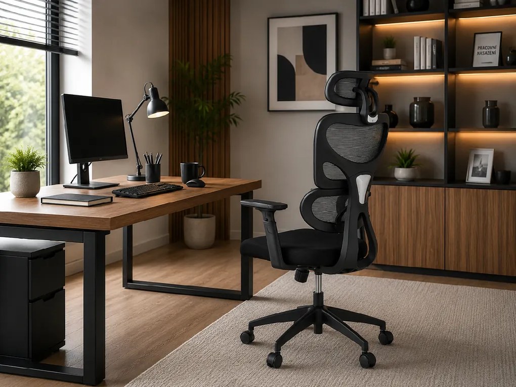 Ergonomická kancelářská židle LEXON - černá síťovina