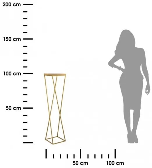 Stojan na květiny LOFT 100x24 cm zlatá/hnědá