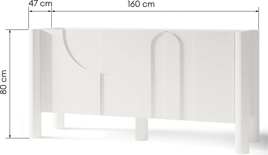 Designová komoda Lunaria 160 cm bílá