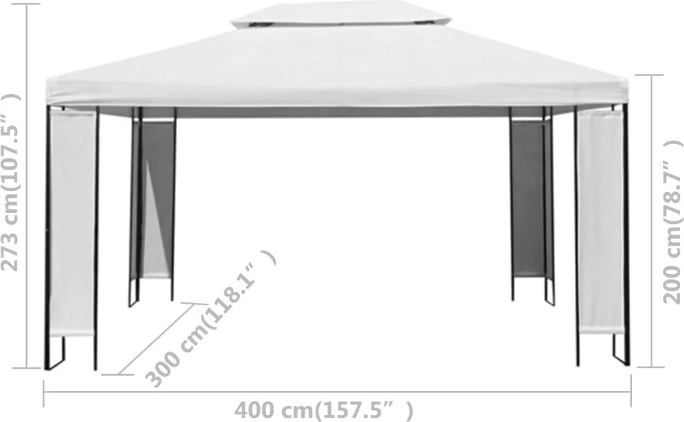 vidaXL Marketos Altán se světelnými LED řetězy bílý 3 x 4 m