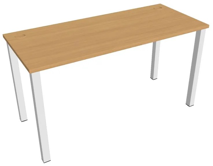 Stůl pracovní rovný 140 cm hl. 60 cm - Hobis Uni UE 1400 Dekor stolové desky: buk, Barva nohou: bílá