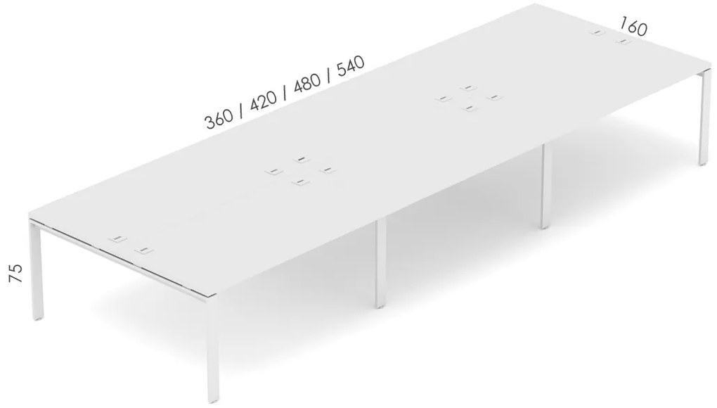 NABYTEK-DESIGNOVY.CZ - DEB312U - Kancelářský stůl EPIC (6.osoby), 360/420/480/540cm, kovová podnož U, dub/černá