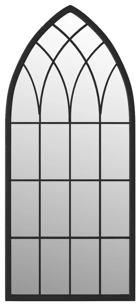 Zahradní zrcadlo černé 70 x 30 cm železo pro použití venku