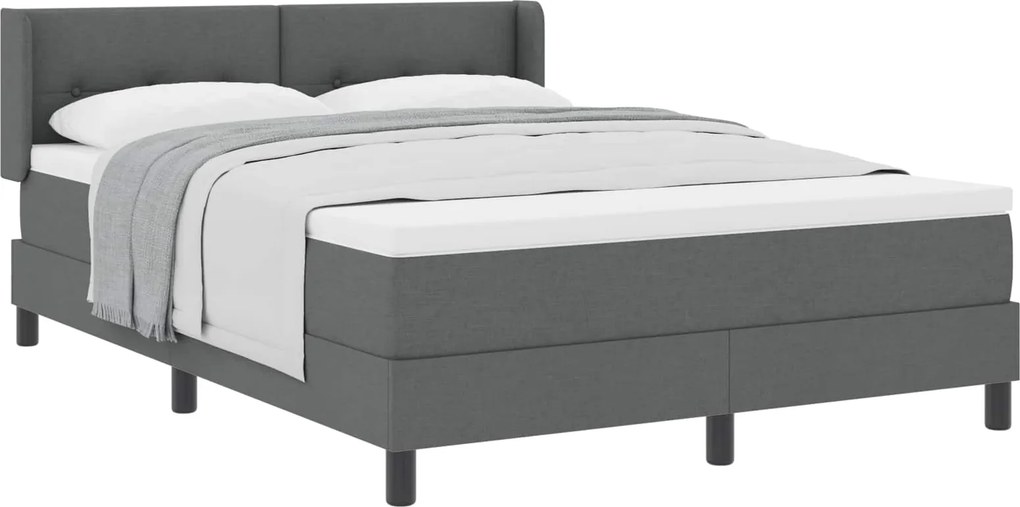 Postel s boxspringem s čelo Tmavě šedá 200 x 140 cm textil 3341105