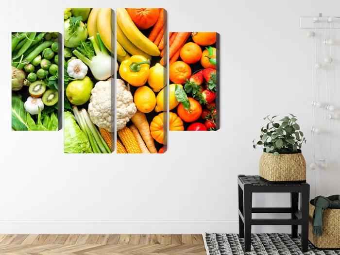 Vícedílný obraz Ovoce A Zelenina V Barvách Duhy Nedostatek Nedostatek Plátno Canvas 120x90