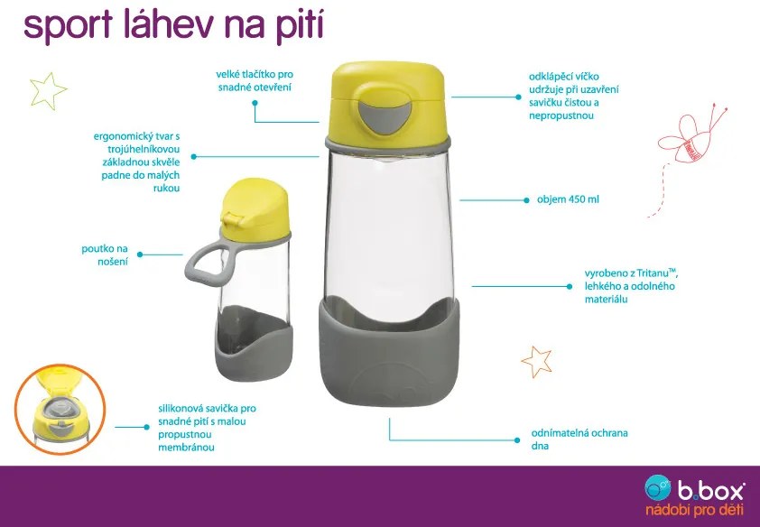 Sport lahev na pití 600 ml - lilac pop