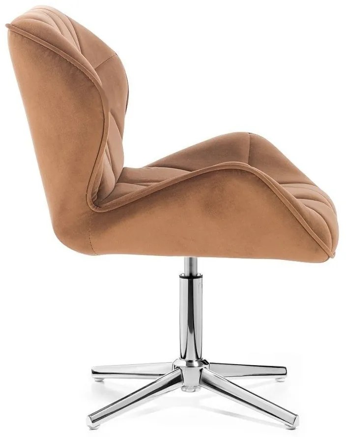 LuxuryForm DESIGN Otočná židle MILANO VELUR na stříbrném kříži - medová