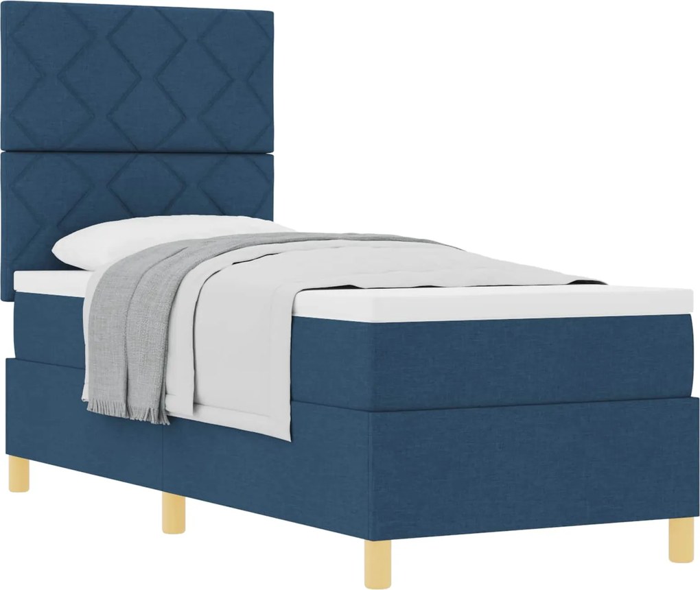 Postel s boxspringem s čelo Modrá 80 x 200 cm textil 3339657