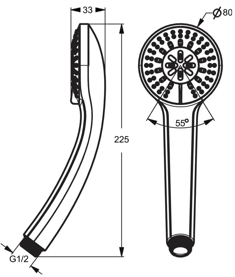 Ideal Standard Idealrain - 3-funkční ruční sprcha S3 Ø80 mm, Chrom, B9401AA