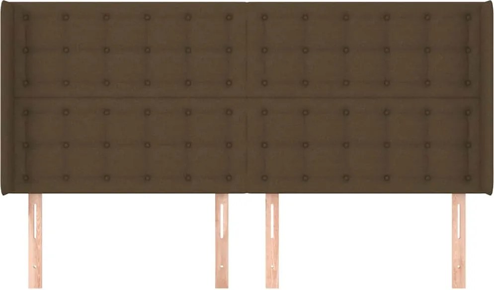 Čelo postele typu ušák tmavě hnědé 163x16x118/128 cm textil 3120023