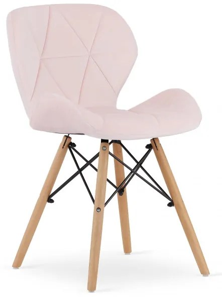 Jídelní židle LAGO růžová (hnědé nohy)