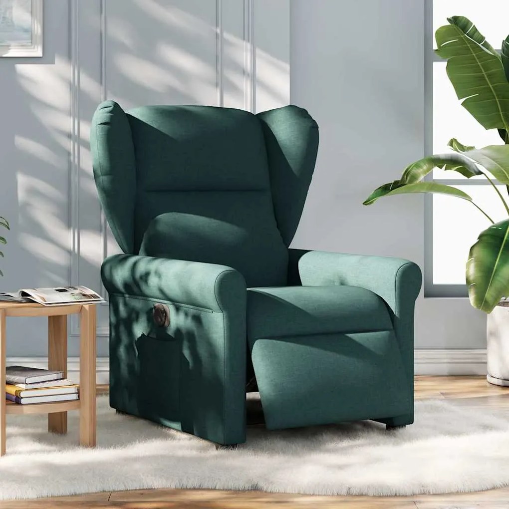 Elektrické polohovací křeslo tmavě zelené textil 3303360