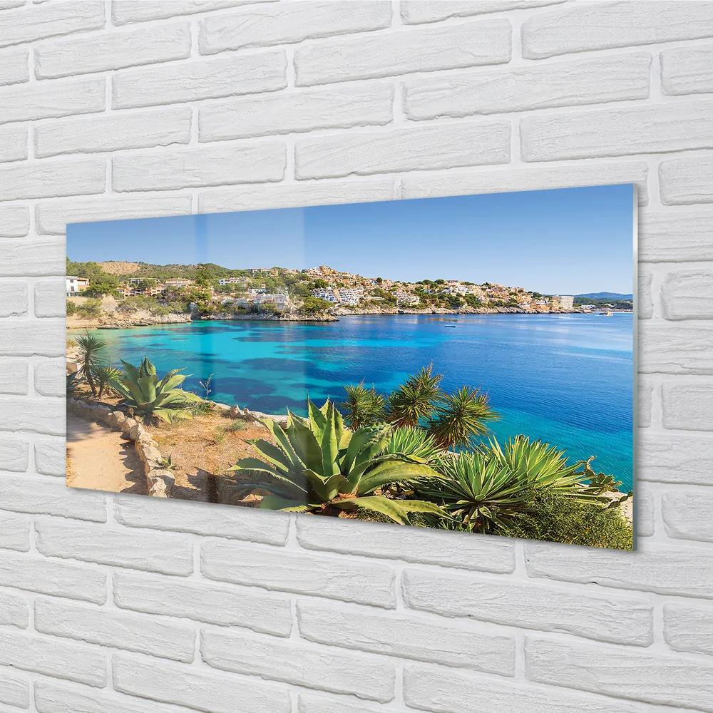 Skleněný panel Španělsko pobřeží moře město 125x50 cm